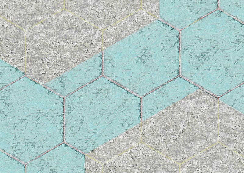 Large Gray and Blue Hexagonal Tile Pattern with Stucco Relief Stock ...