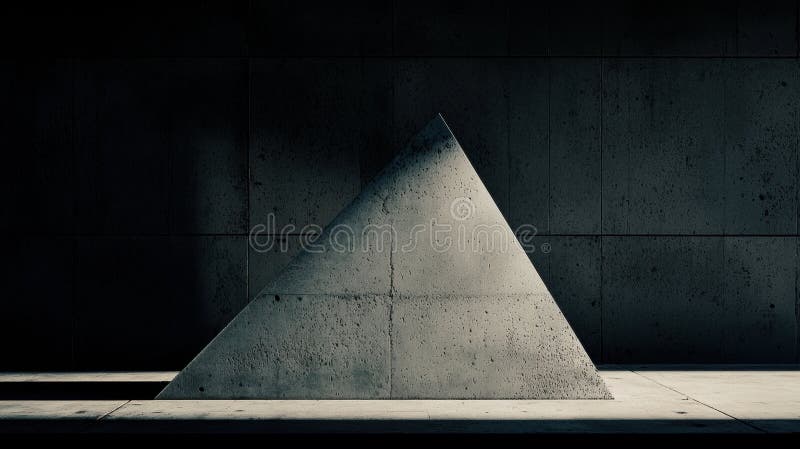 A Large Gray Concrete Pyramid with a Triangular Base Sits on a Concrete ...