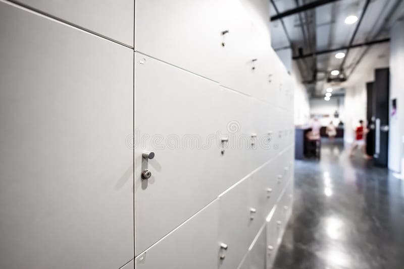 Large Gray Locker with Each Locker Closed Located beside Corridors ...