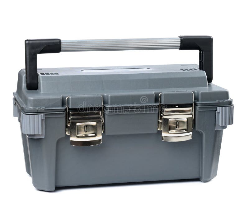 Large Gray Plastic Box with Handle for Tools, Bolts and Nuts Stock ...