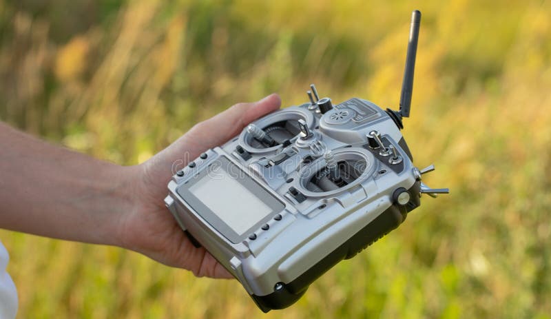 Large Remote Control with Many Buttons To Control the Drone Stock Photo ...