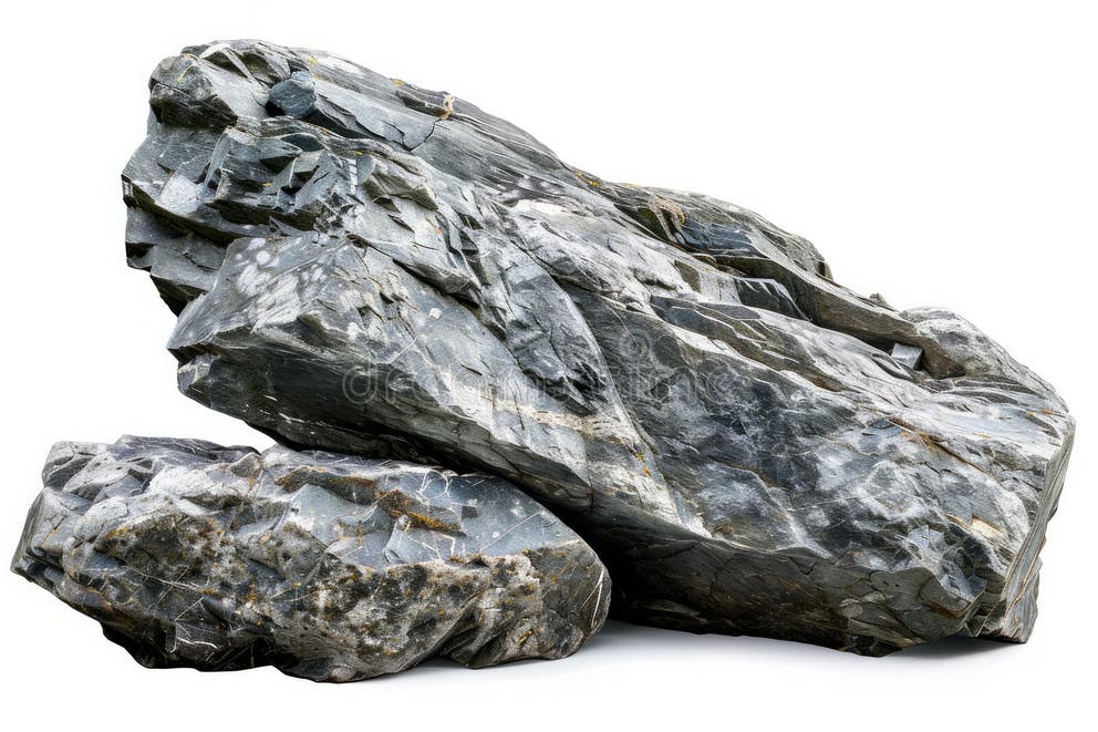 Large Gray Rock Isolated on White Background. Artificial Intelligence ...