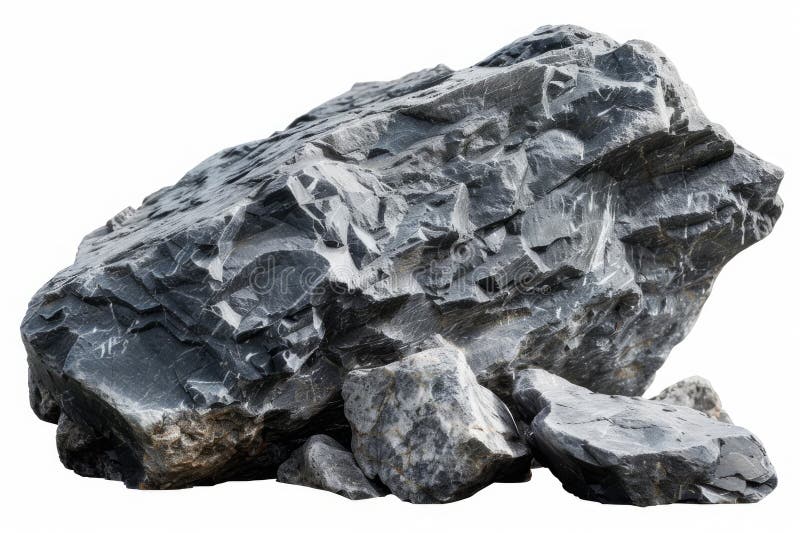 Large Gray Rock Isolated on White Background. Neural Network AI ...