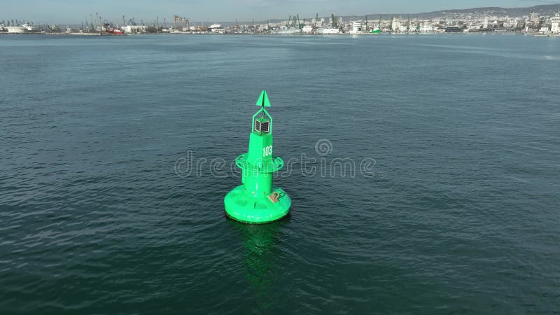 A Green Buoy is in the Pacific Ocean Offshore of a Bluff Stock Footage ...
