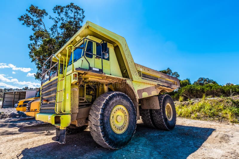Dumper Truck on Construction Site. Stock Image - Image of loader, green ...