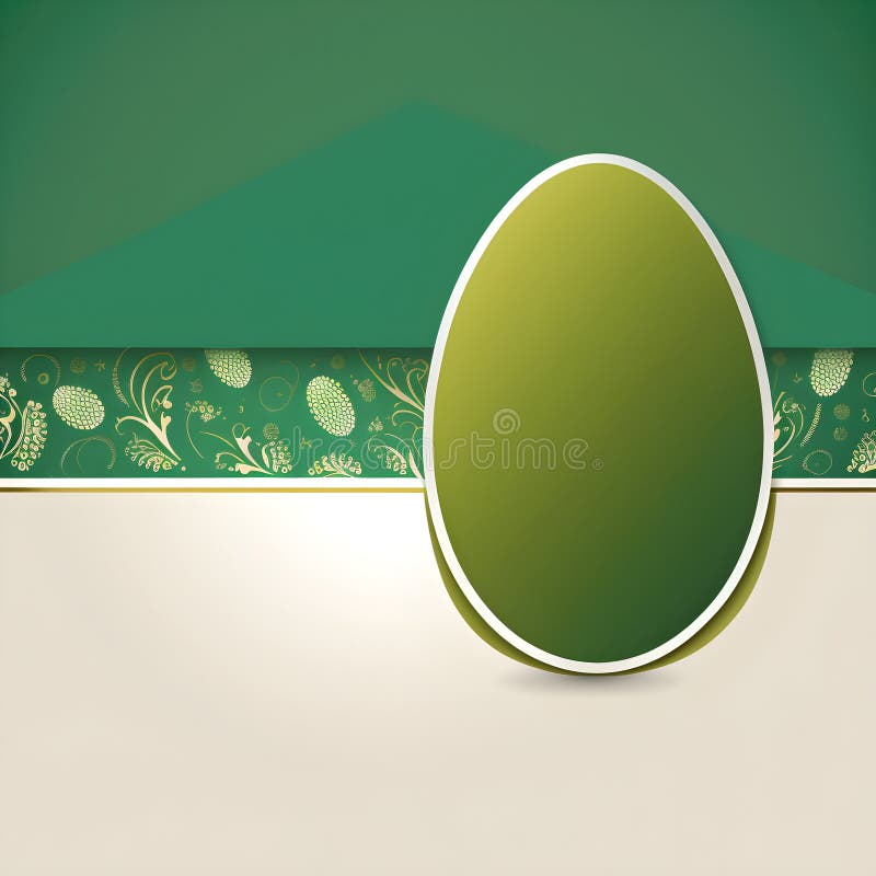 Large Green Empty Easter Egg on a Cream Ivory and Green Background with ...