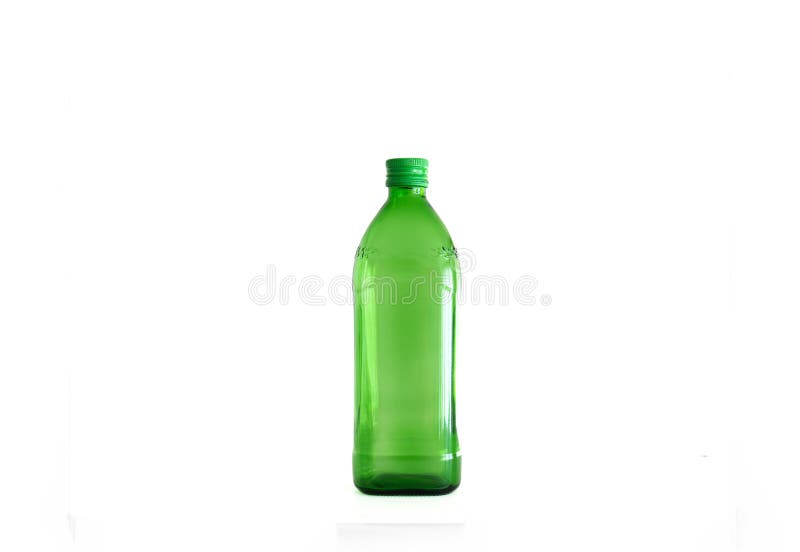 Large Green Empty Glass Bottle Isolated on White Stock Image - Image of ...