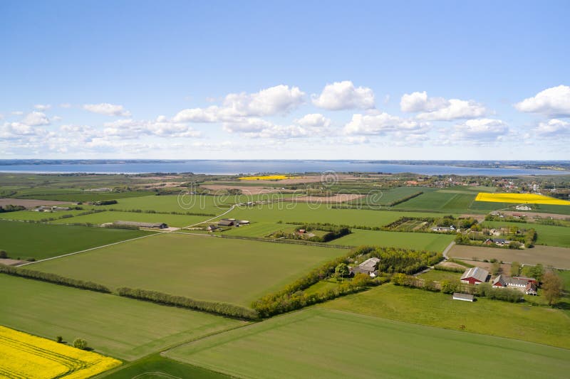 Large Green Field in Denmark Stock Image - Image of shine, scene: 221569437