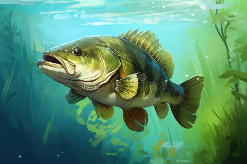 Large Green Fish Swimming in Clear Water Stock Image - Image of clear ...
