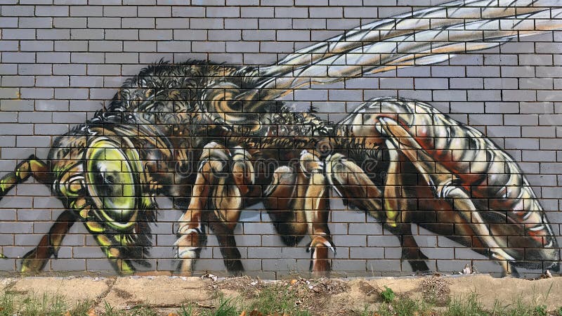 Large Green Flying Bug, Graffiti Editorial Stock Image - Image of spray ...