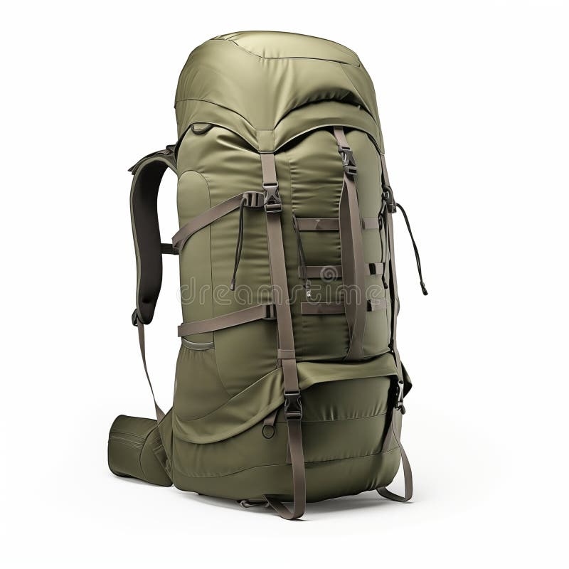 Large Green Hiking Backpack with Multiple Straps and Pockets Isolated ...