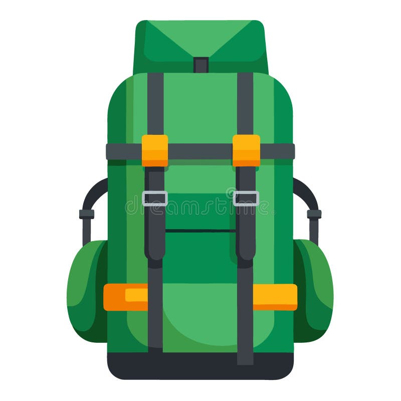 Large Green Hiking Backpack with Straps and Pockets on a Transparent ...