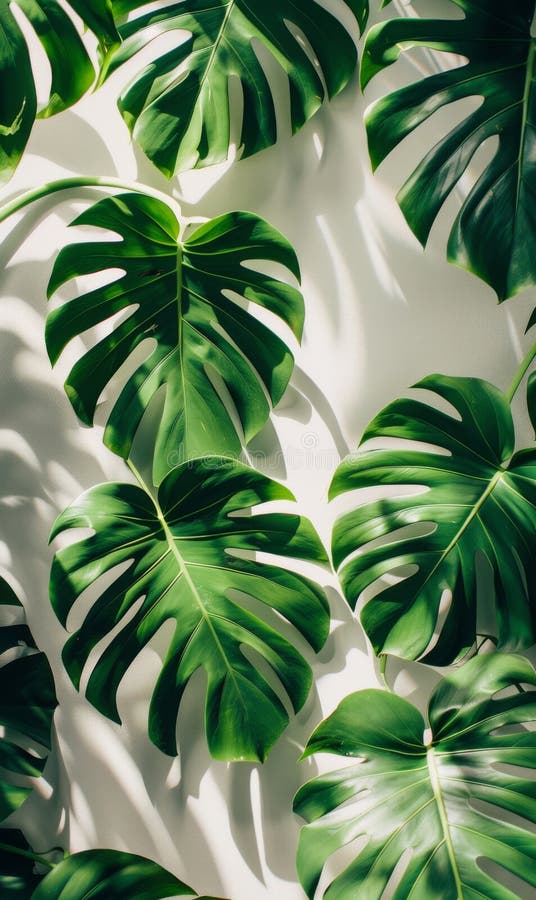 Large Green Leafy Plant on White Wall Stock Photo - Image of indoor ...