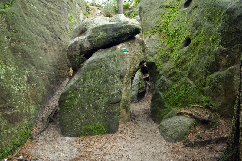 Mossy Boulder Sitting in Forest Stock Photo - Image of mossy, grey ...