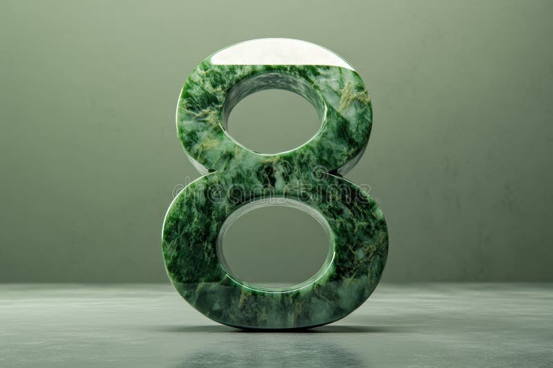 A Large Green Number 8 is Displayed on a Grey Background with ...