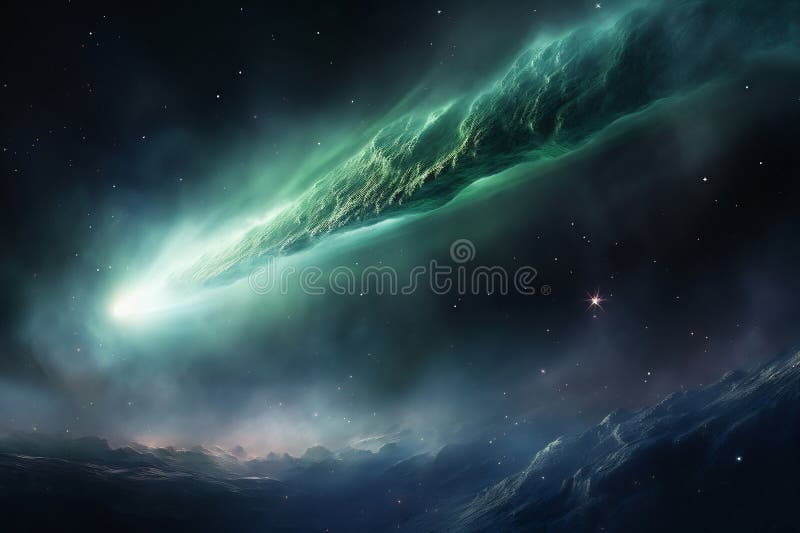 Large Green Object in Night Sky Stock Image - Image of expanse, large ...