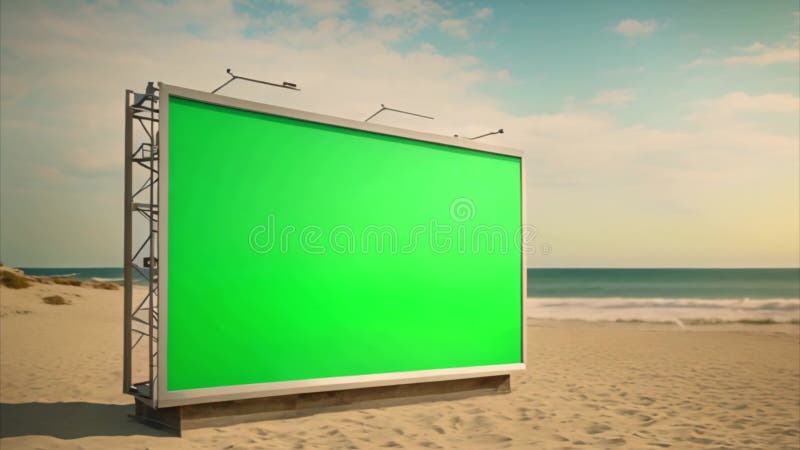 Green Screen Billboard on a Beach Stock Footage - Video of publicity ...