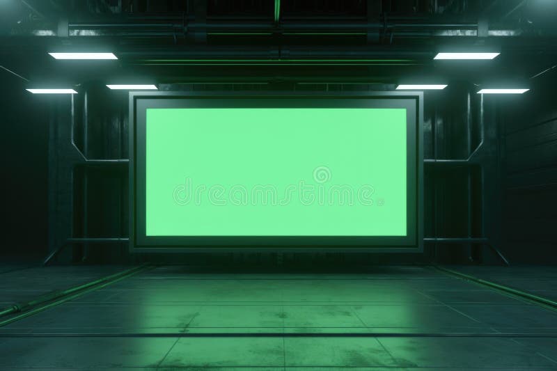 A Large Green Screen in a Dark Room, Perfect for Video Editing Projects ...