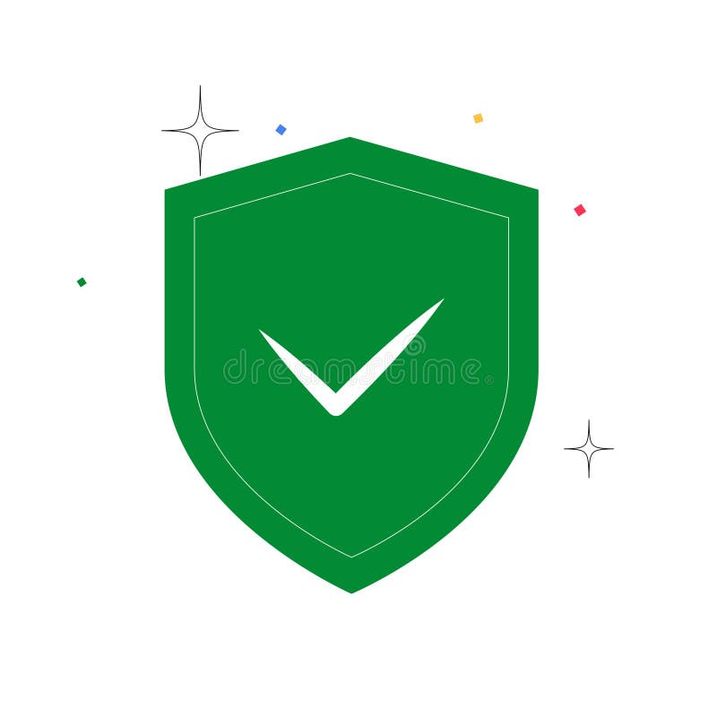 Green Shield with Checkmark in Flat Vector Illustration Symbolizing ...