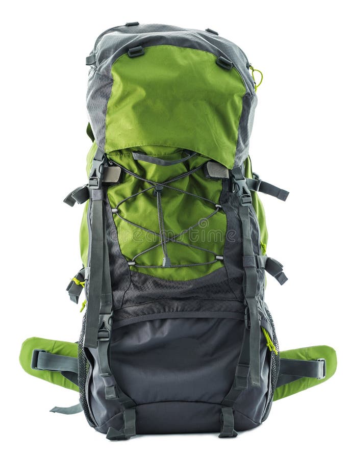 Large Green Touristic Backpack Isolated on White Stock Photo - Image of ...