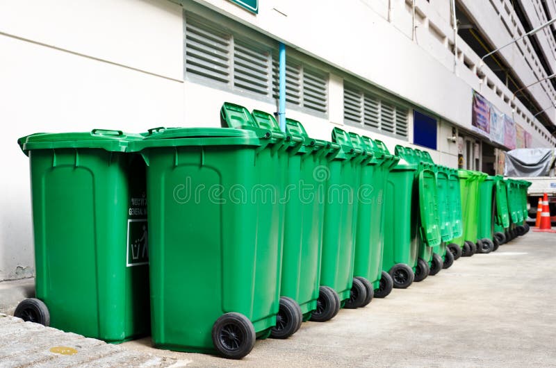 Large green trash cans stock photo. Image of symbol, road - 31534056