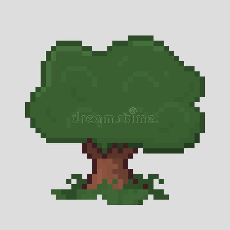Large Green Tree Pixel Art with Bushy Leaves Stock Vector ...