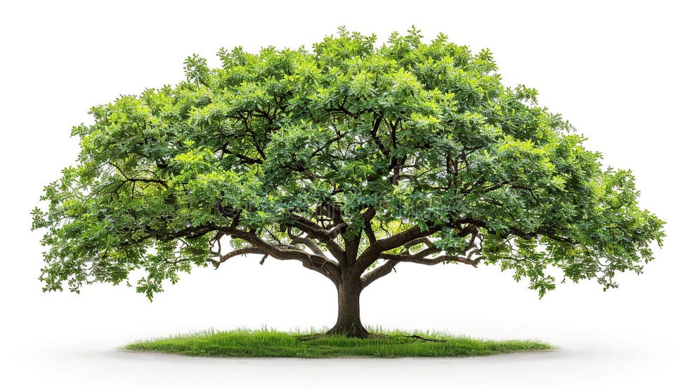 A Large, Green Tree with Spreading Branches Stands on a Patch of Grass ...