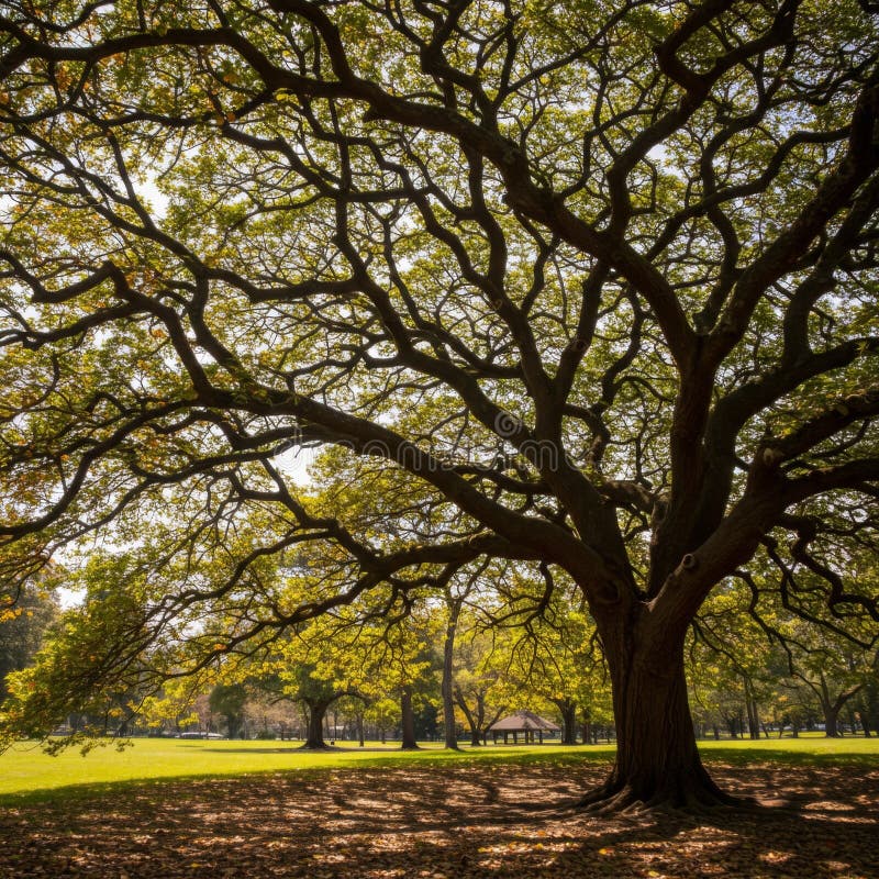 Large Green Tree in a Sunny Park Stock Illustration - Illustration of ...