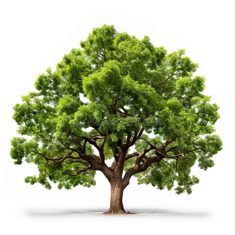 A Large Green Walnut Tree Isolated on White. Stock Illustration ...