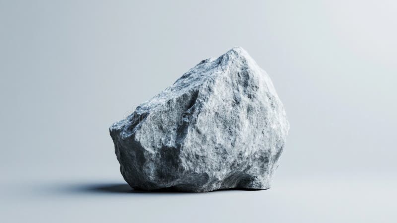 Large Grey Boulder Rock Isolated on Light Grey Background Studio Shot ...