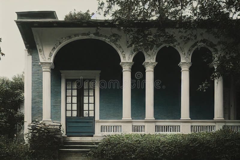 Large Grey Facade of Building with Windows English Style House Exterior ...