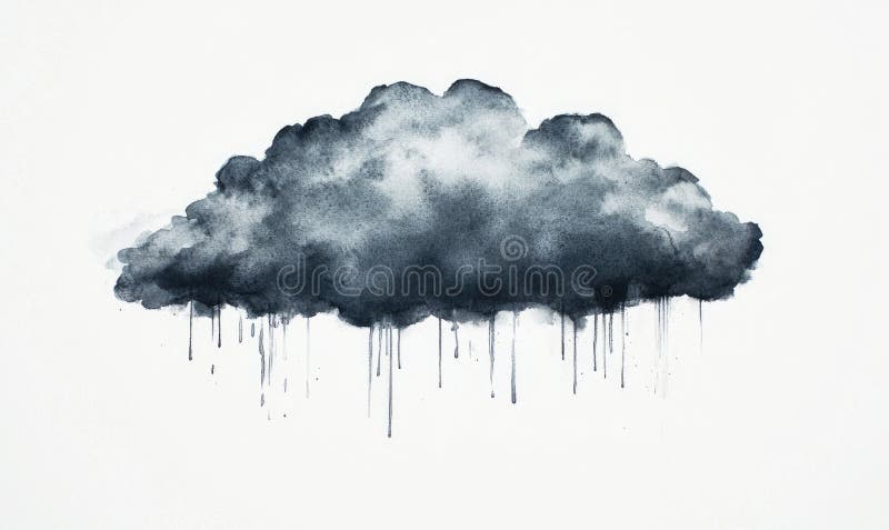 A Large Grey Cloud with Rain Falling from it Stock Illustration ...
