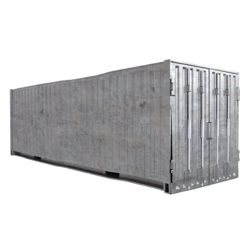 A Large, Grey Container with a White Door Sits on a White Background ...