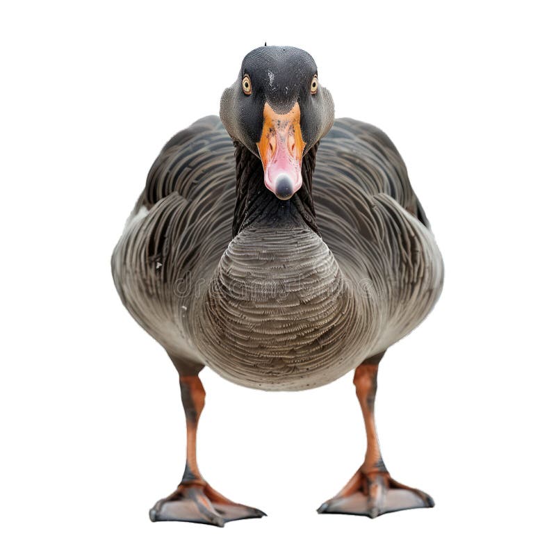 Large Greylag Goose Standing Facing Forward on White Background Stock ...