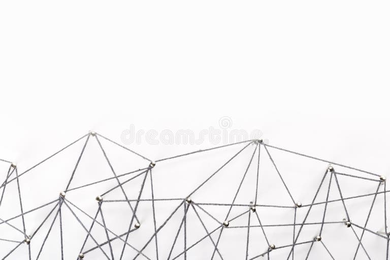 A Large Grid of Pins Connected with String. Communication, NetwA Large ...