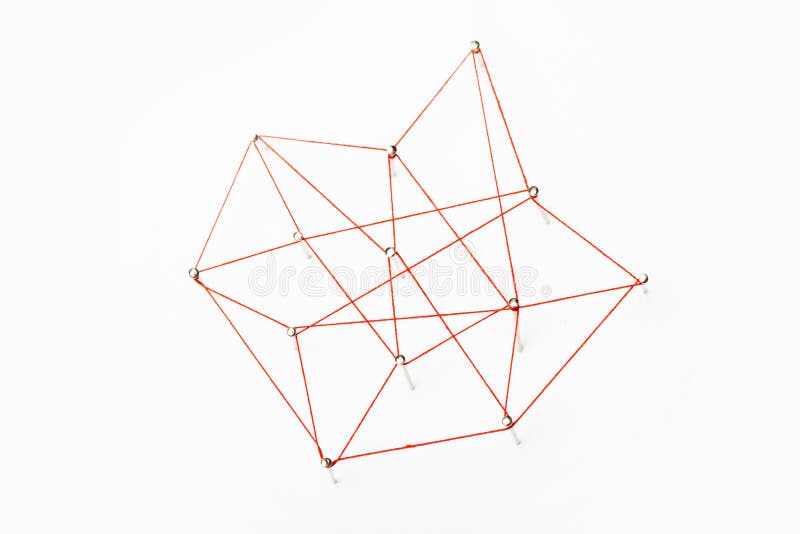 A Large Grid of Pins Connected with String. Communication, Network ...