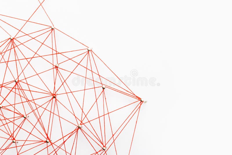 A Large Grid of Pins Connected with String. Communication, Network ...