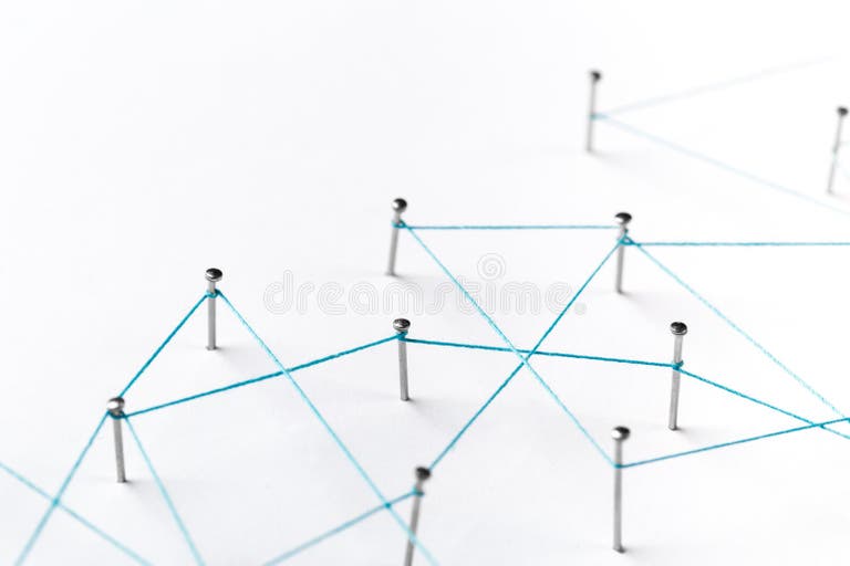 A Large Grid of Pins Connected with String. Communication, Technology ...