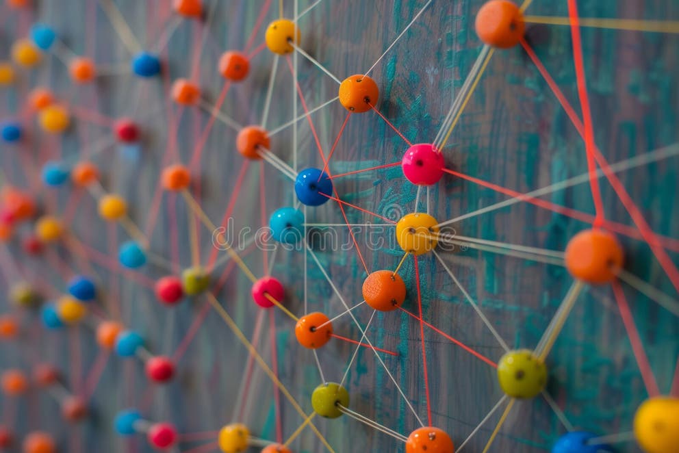 A Large Grid of Pins Connected with String. Communication, Technology ...