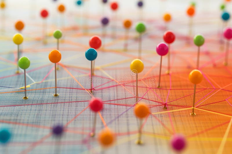 A Large Grid of Pins Connected with String. Communication, Technology ...