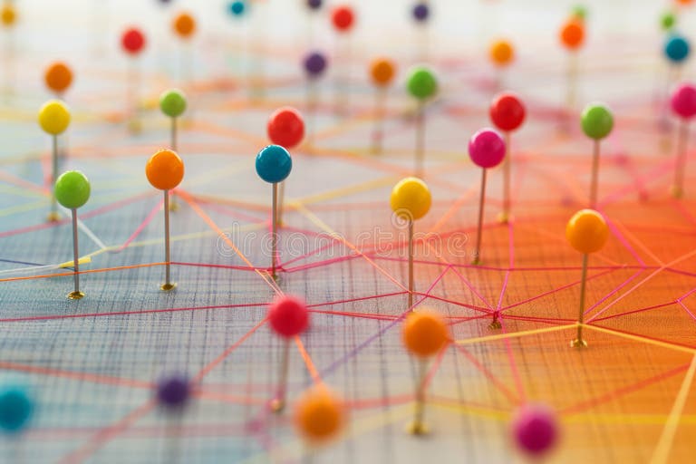 A Large Grid of Pins Connected with String. Communication, Technology ...