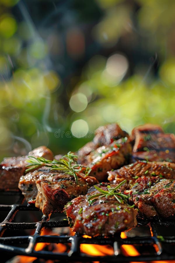 Large Grill Kebabs. Selective Focus Stock Photo - Image of cook, animal ...