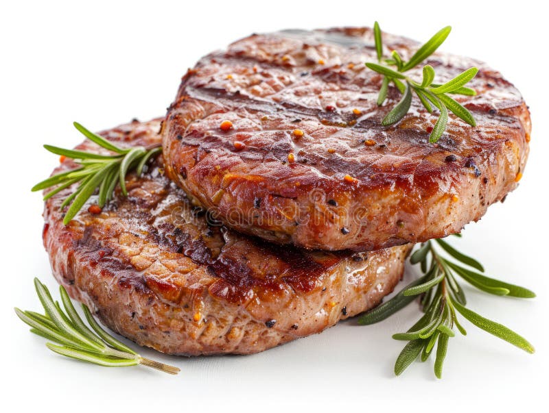 Large Grilled Burger Meat Cutlet, Isolated on White Background Stock ...