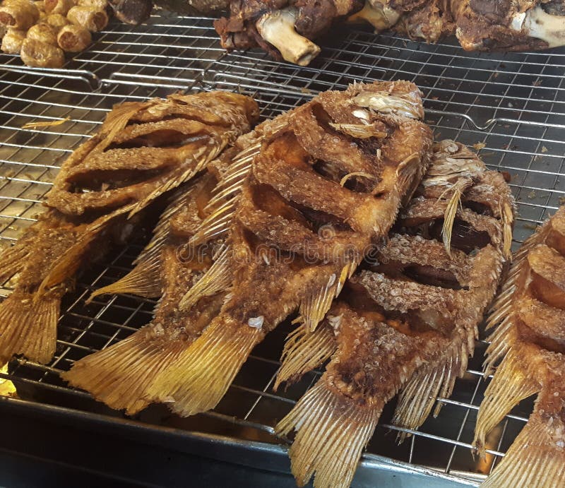 Large grilled fish. stock image. Image of animal, closeup - 131888763