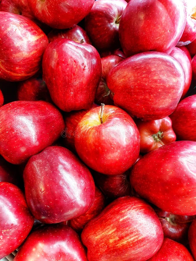 Large Group of Apples at Supermarket Shot with High Angle Stock Image ...