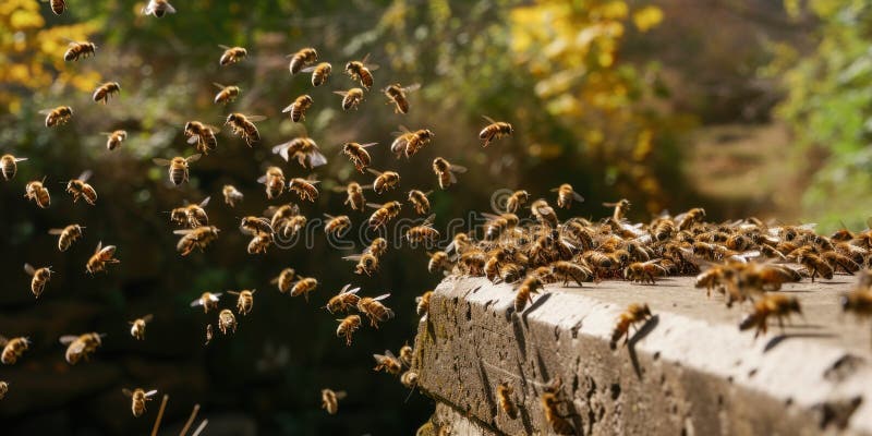 Swarm of Bees on Wall stock photo. Image of insects - 308934578