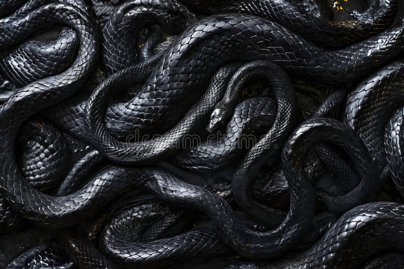A Large Group of Black Snakes Curled Up in a Pile. Generative AI Stock ...