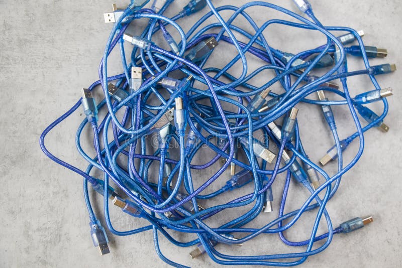 Large group of blue cables stock photo. Image of device - 245079846