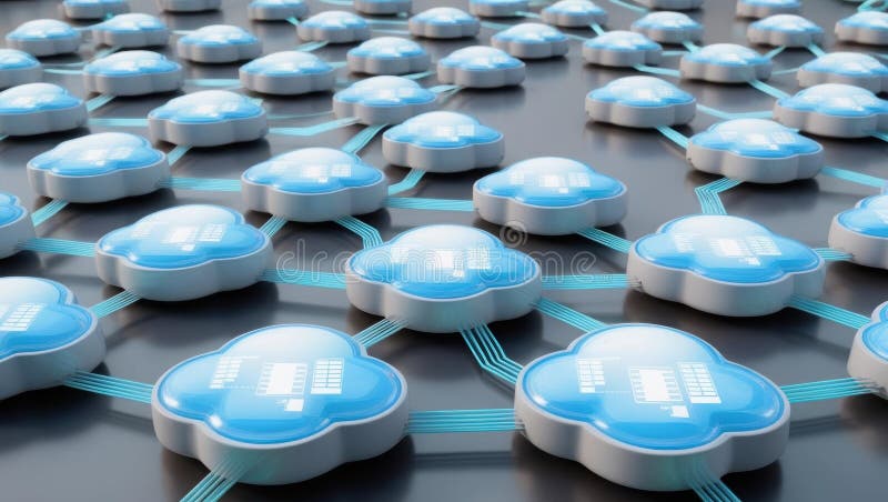 Large Group of Blue and White Spheres Representing Cloud Computing ...