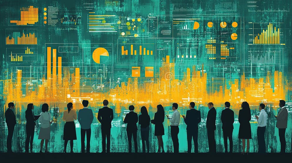 A Large Group of Business Professionals Observing Data Visualizations ...